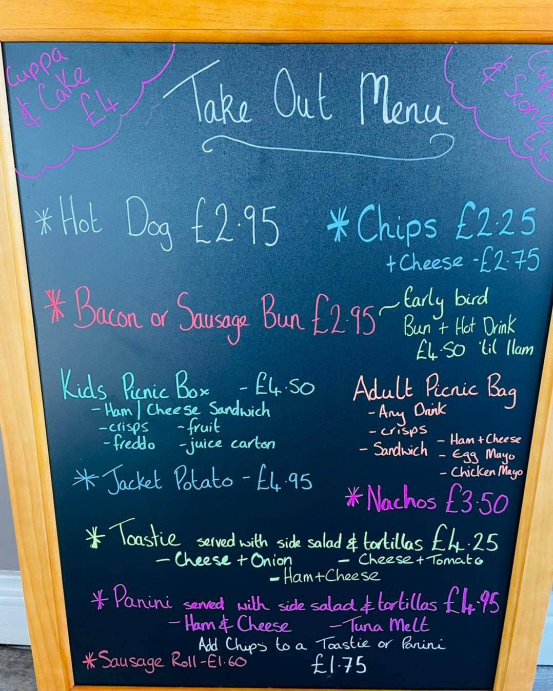 Menu at Locke Park Cafe, Redcar