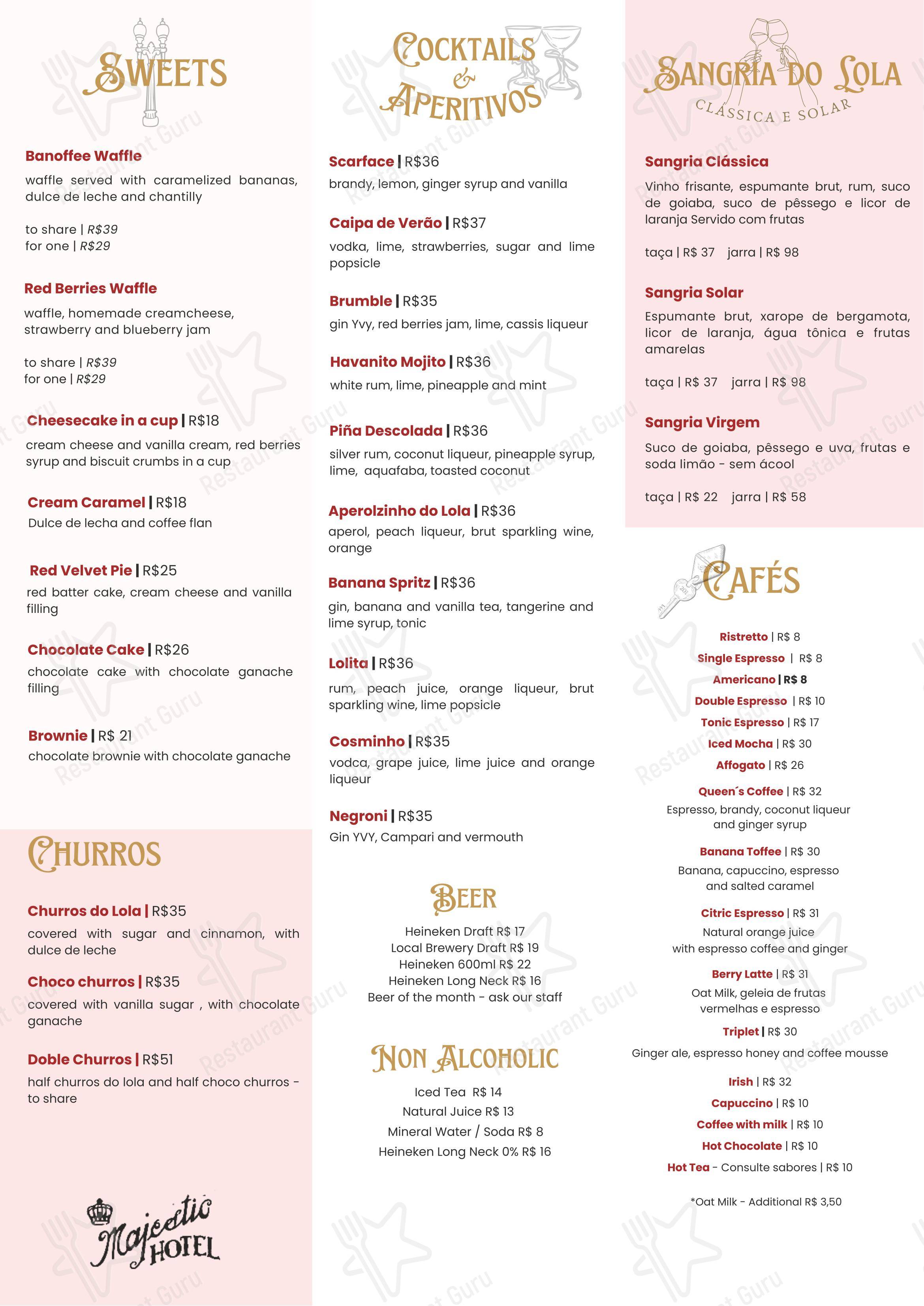 Menu em Lola Bar CCMQ, Porto Alegre