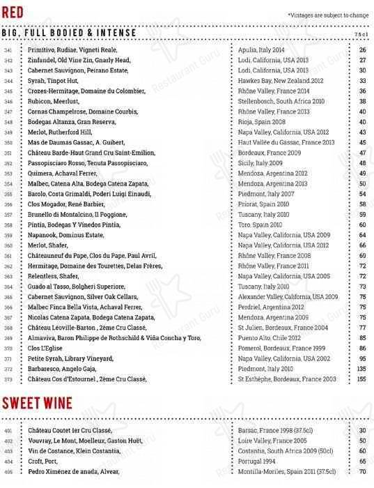Menu at Big Easy Restaurant - Kings Road, Chelsea, London, 332-334 King ...