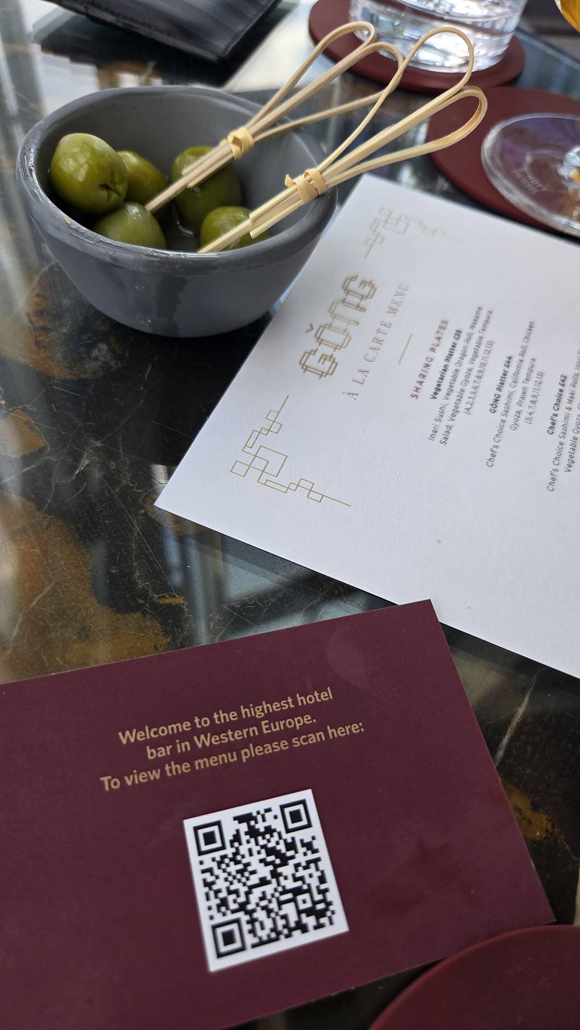 Menu at GŎNG pub & bar, London, Level 52