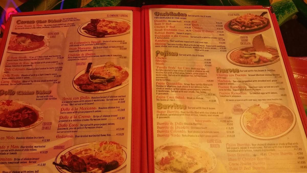 Menu at El Compadre Restaurant, Long Beach