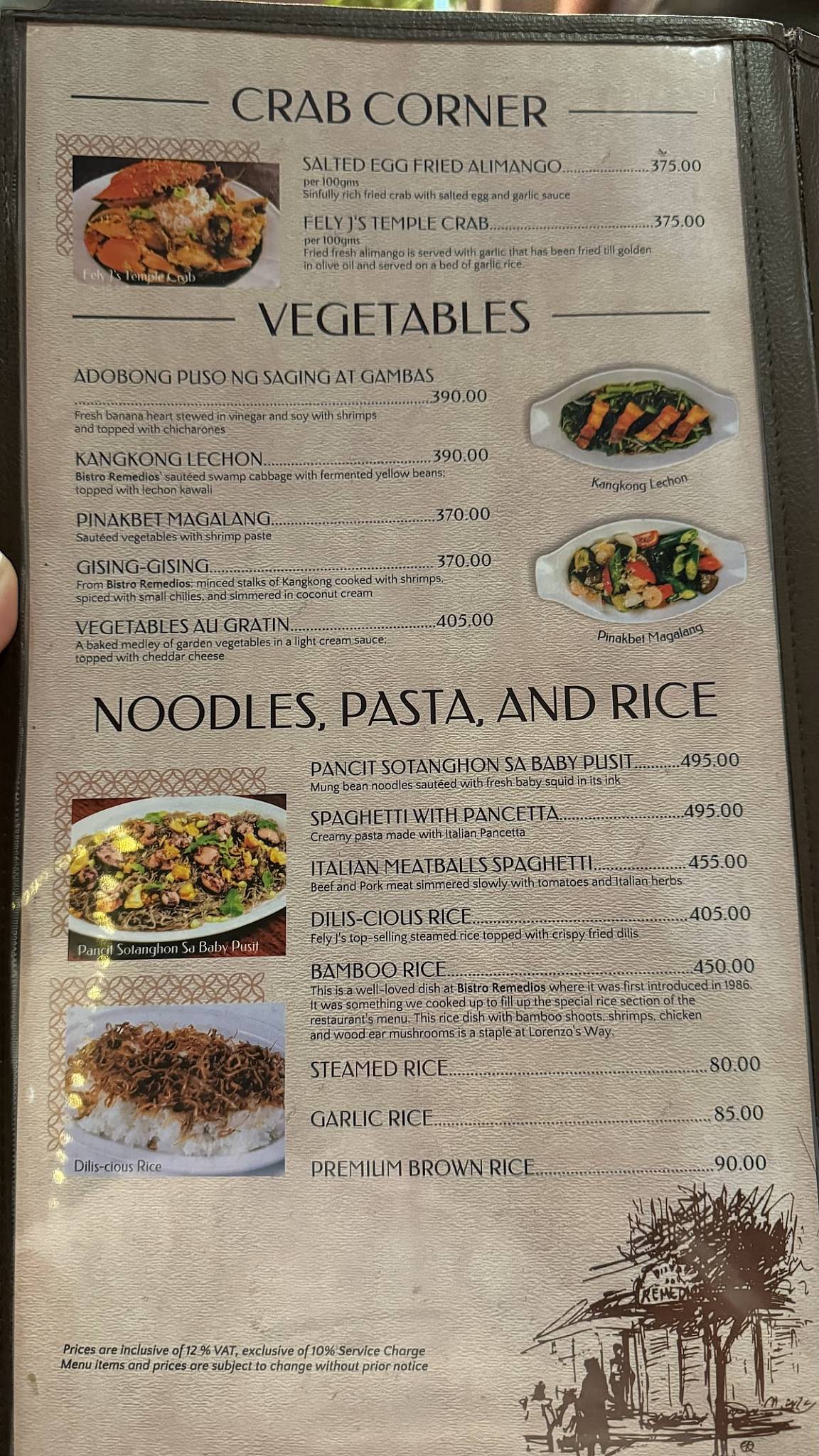 Menu at Lorenzo's Way restaurant, Makati, Greenbelt