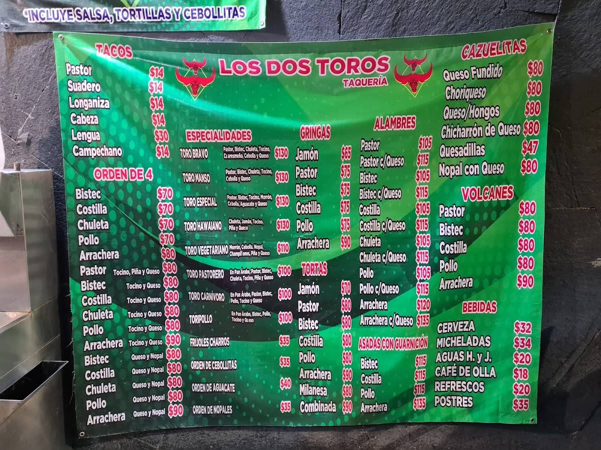 Carta del restaurante Los Dos Toros, Ciudad del México, Calz. del ...