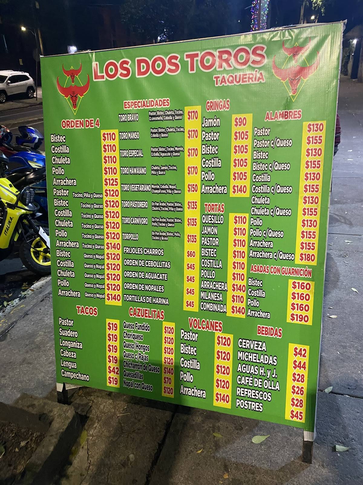 Carta del restaurante Los Dos Toros, Ciudad del México, Calz. del ...
