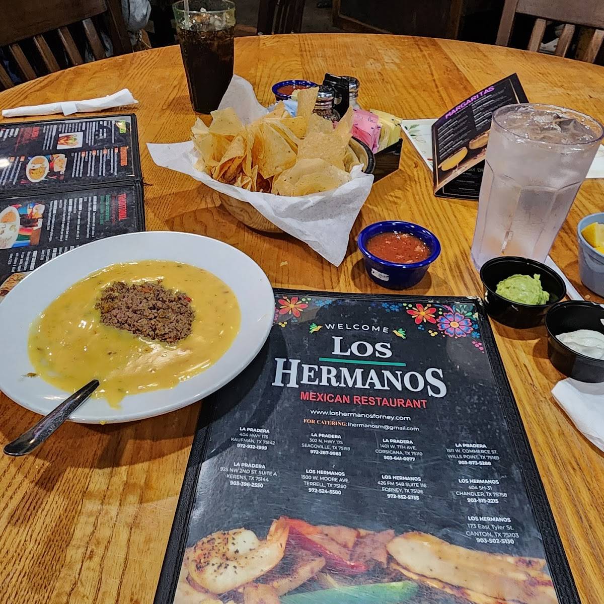 Menu at Los Hermanos restaurant, Chandler
