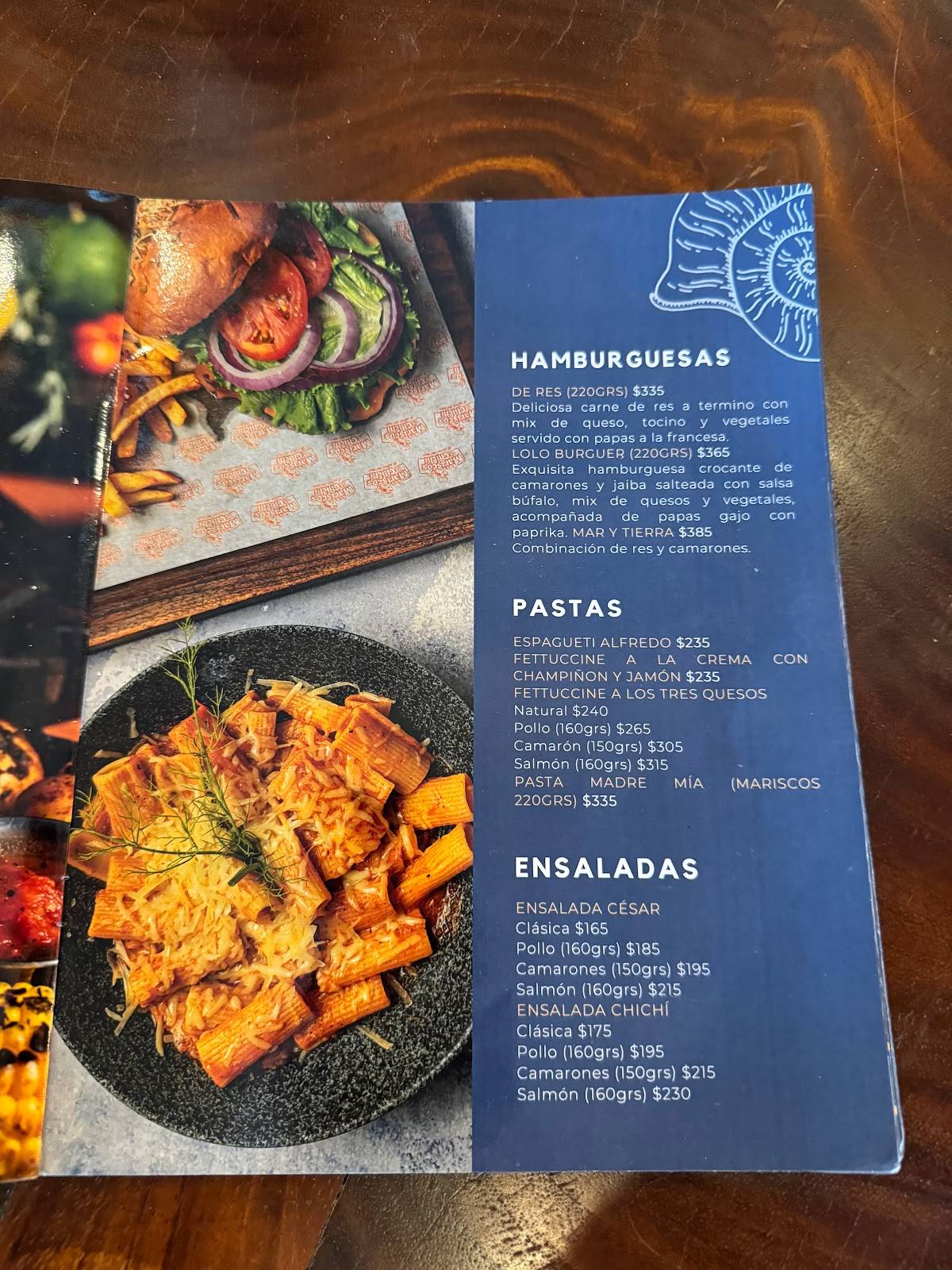 Carta del restaurante Los Mariscos del Chichí, Progreso