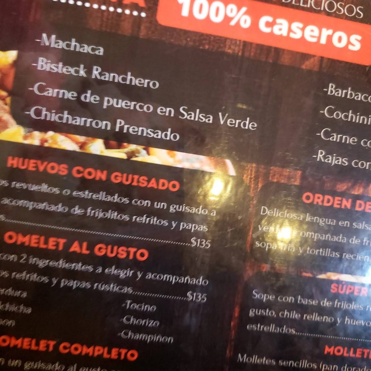 Menu at Los Pioneros Benito Juárez restaurant, Mexicali