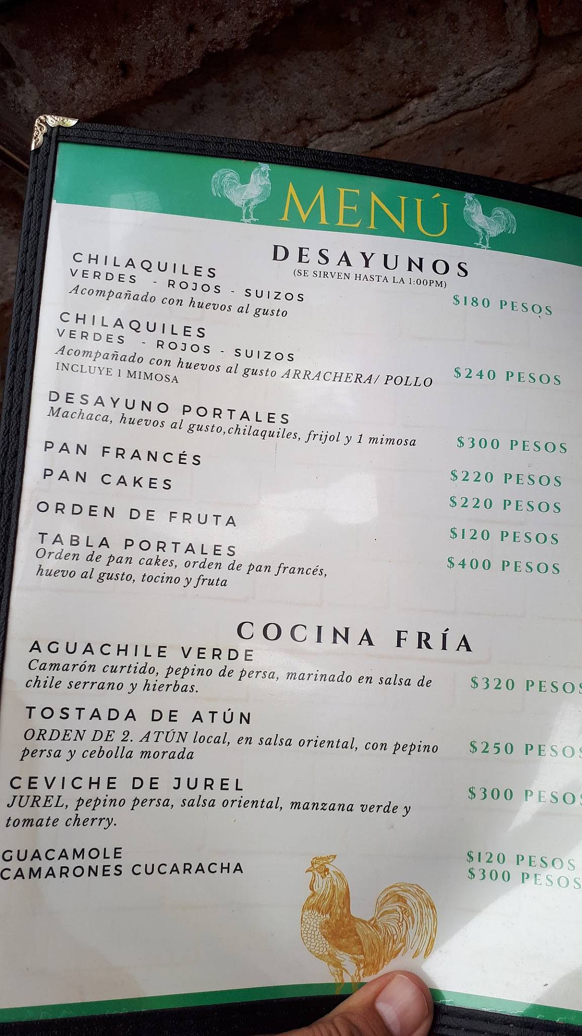 Carta del restaurante Los Portales del García, Mexico