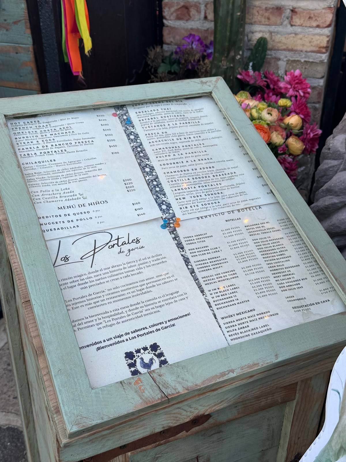Carta del restaurante Los Portales del García, Mexico