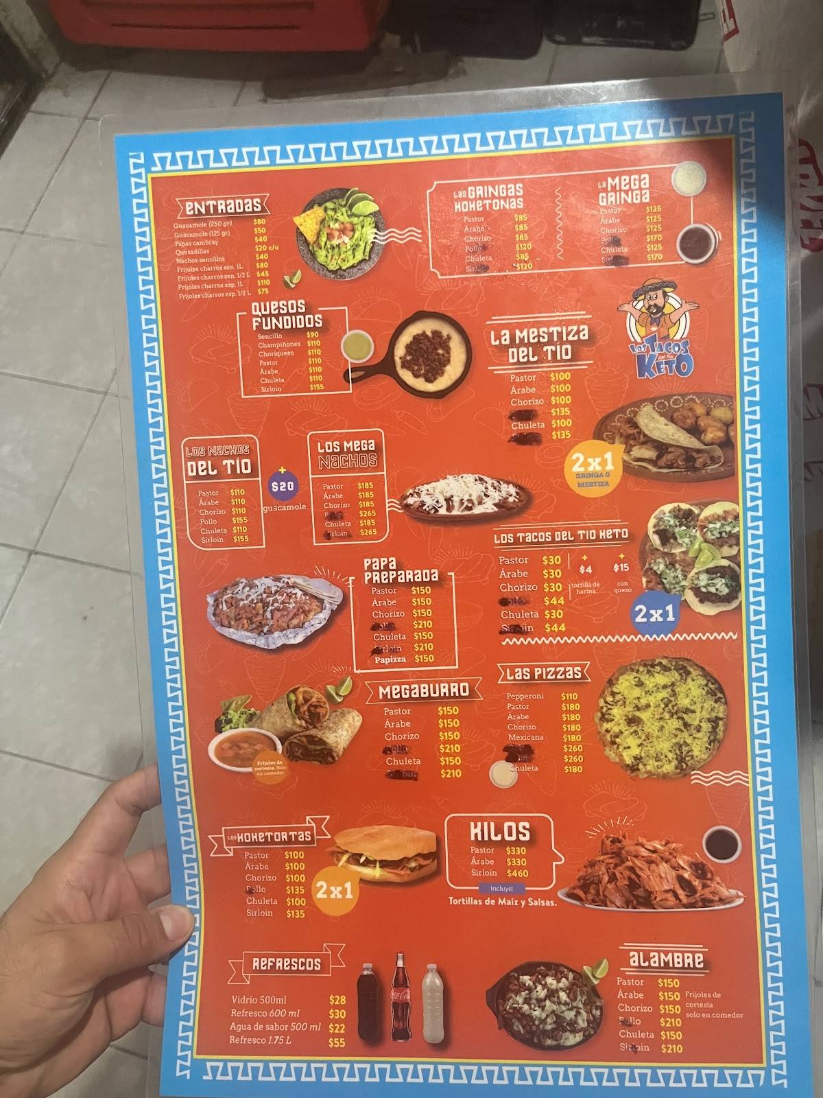 Carta del restaurante Los Tacos del Tío Keto Caucel, Merida, Calle 43 609A