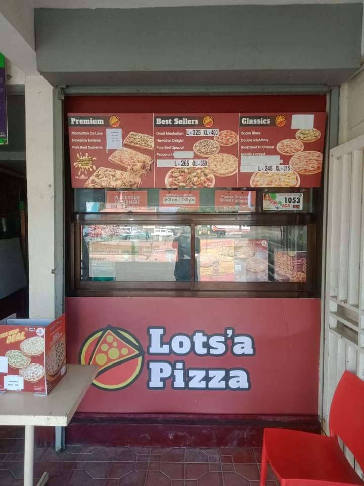 Menu at Lots'a Pizza restaurant, Calaca