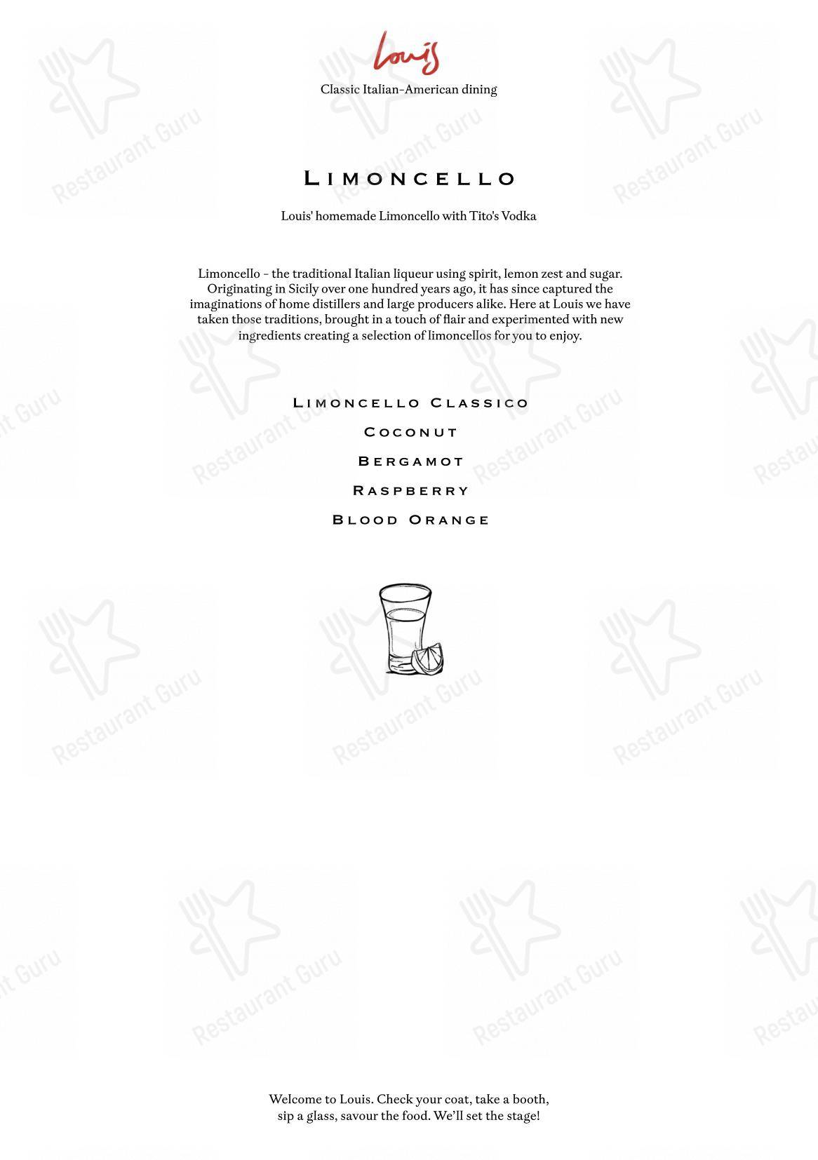 Menu at Louis Restaurant, Manchester