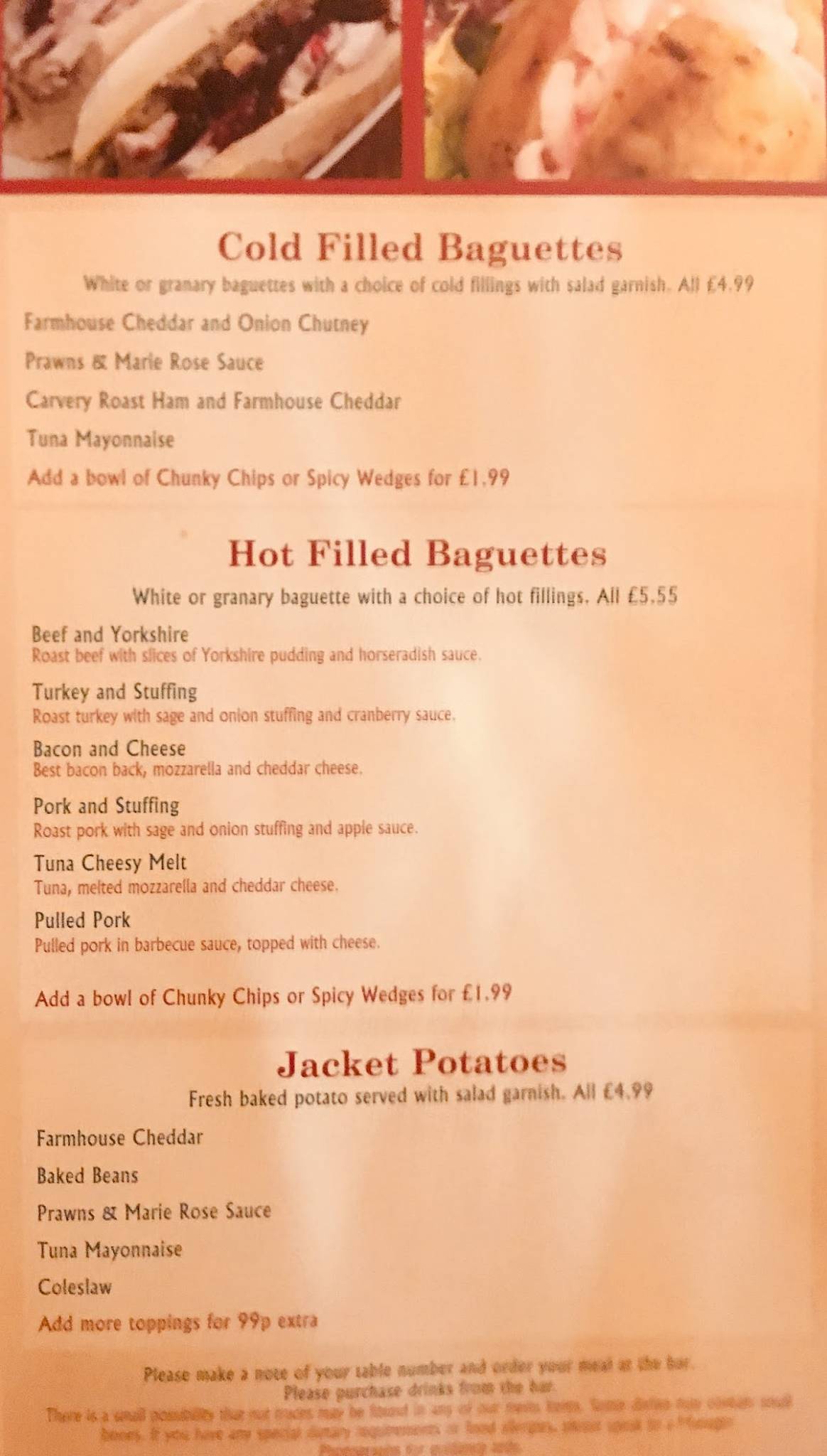 Menu at Castle Carvery - The Wherry restaurant, Lowestoft
