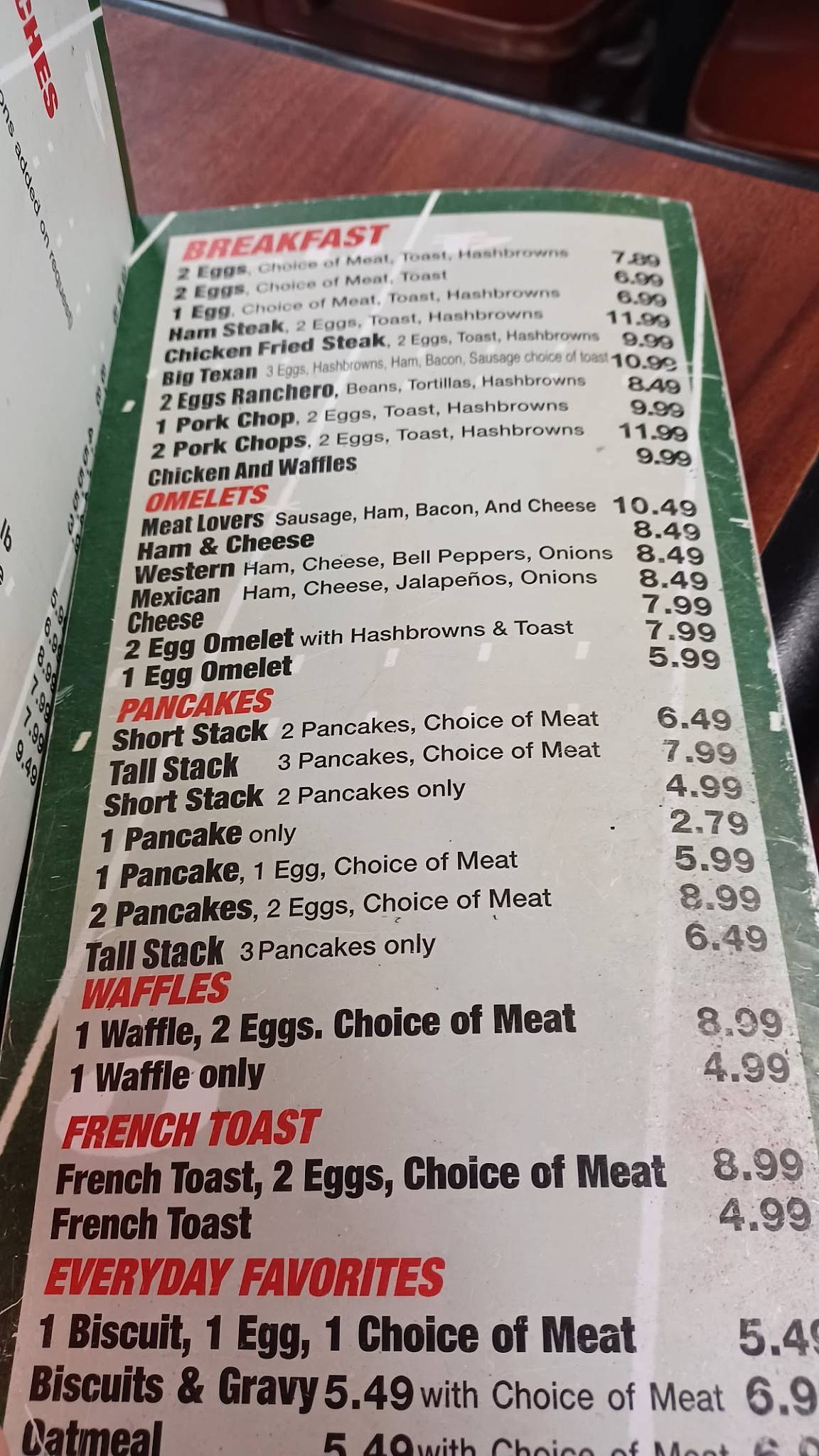Menu at Red Zone Cafe, Lubbock, Slide Rd
