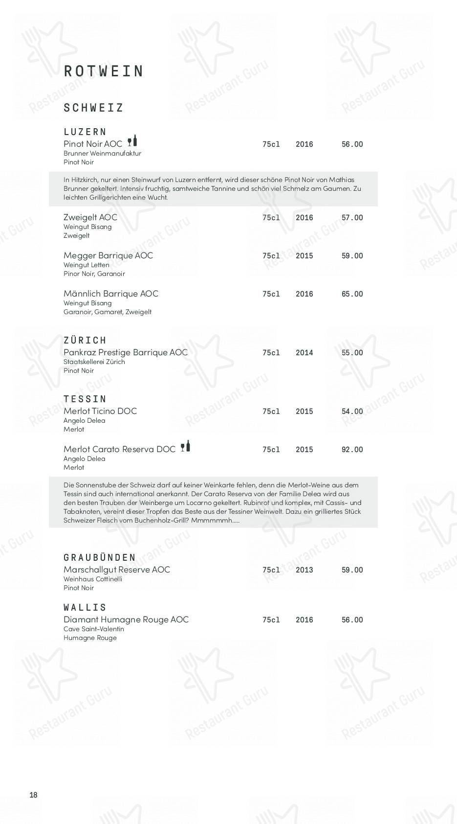 Speisekarte von Ampersand Grillrestaurant, Luzern