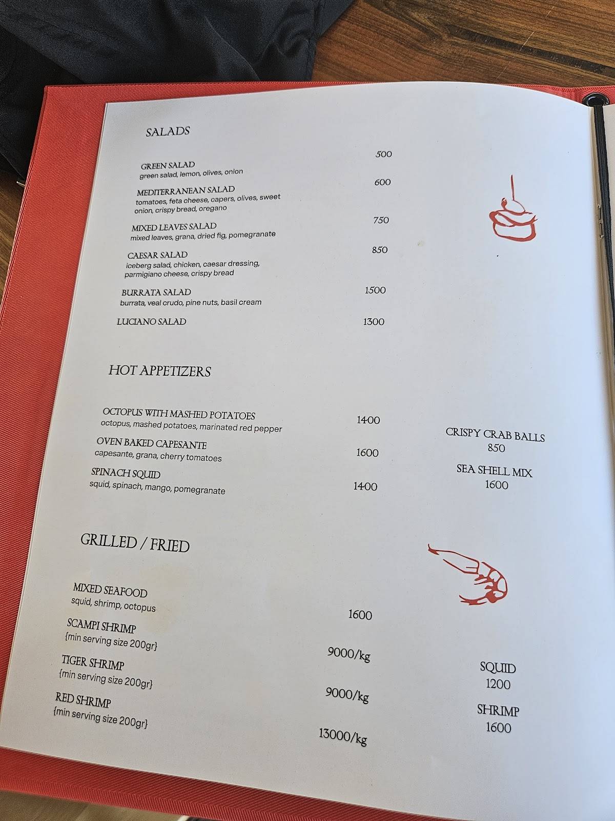 Speisekarte von Luciano restaurant, Dhërmi