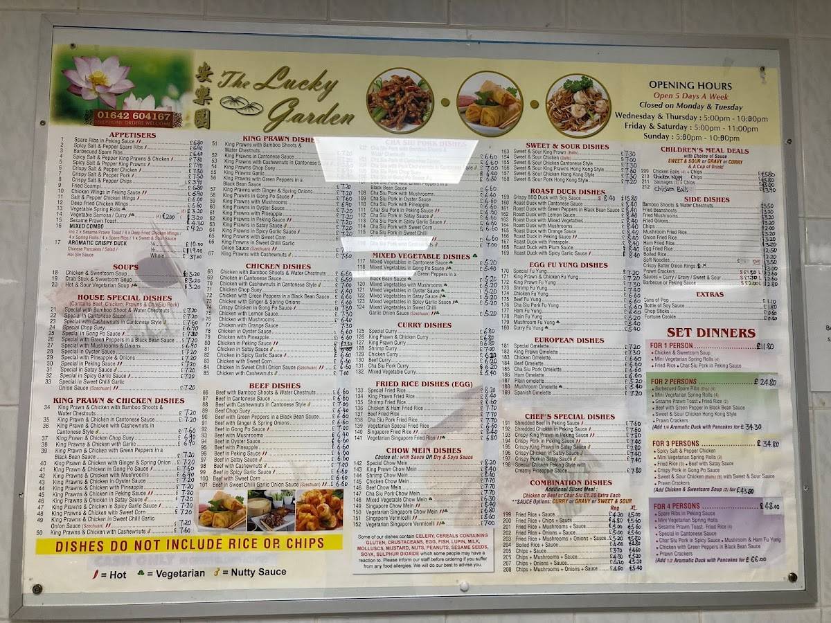 Menu at Lucky Garden fast food, Stockton-on-Tees