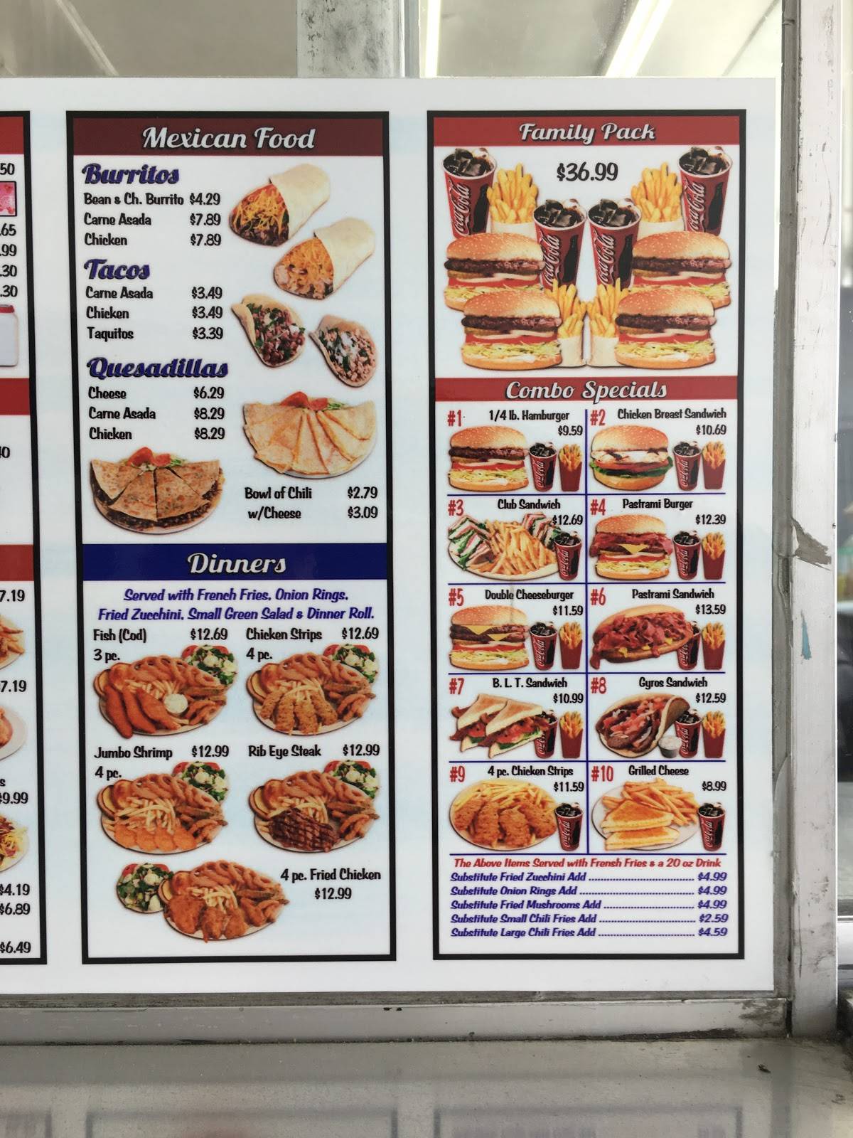 Menu at Lucky Greek fast food, Riverside, Merrill Ave