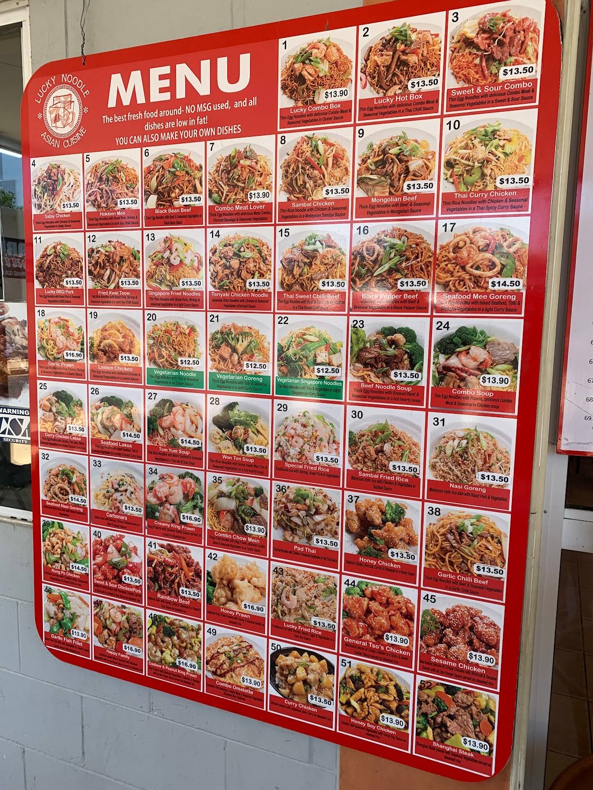 Menu at Lucky Noodle Box restaurant, Emerald