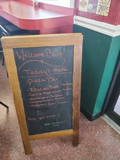 Menu at Luconi's pizzeria, Bradley