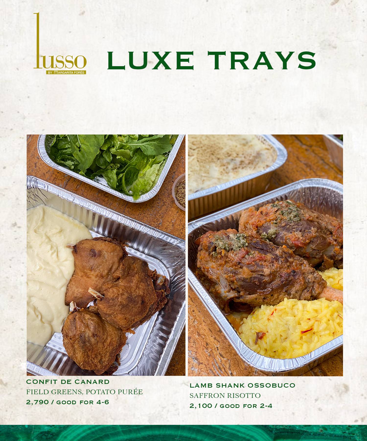 Menu at Lusso cafe, Makati, Legaspi Street