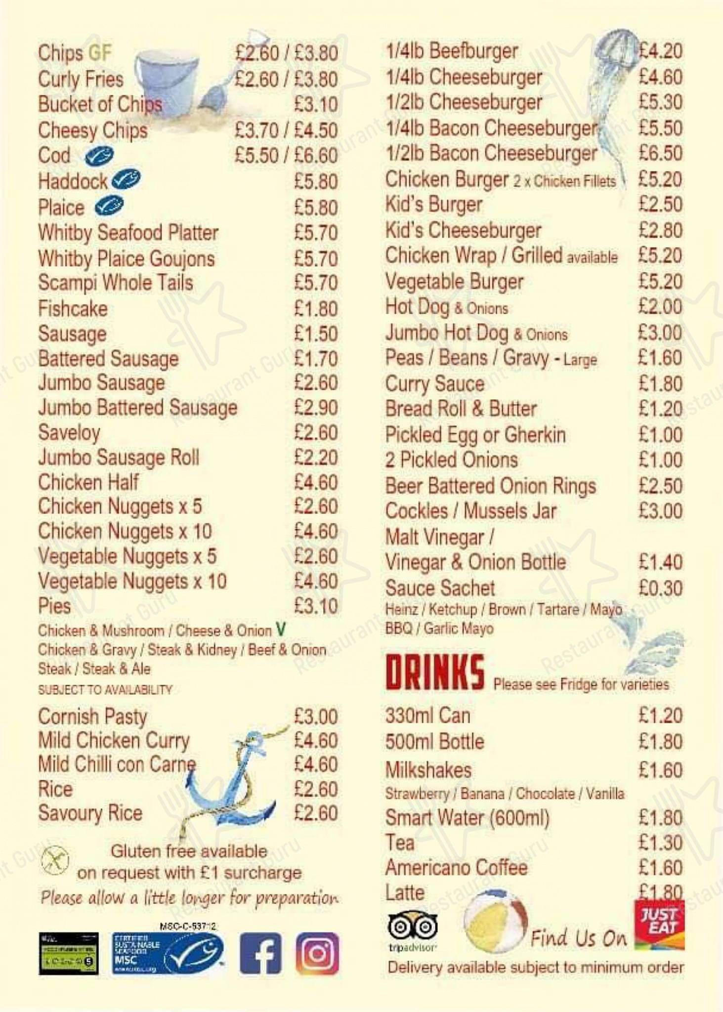 Menu at Lynbay Fish & Chips Shop Restaurant & Takeaway, Ilfracombe