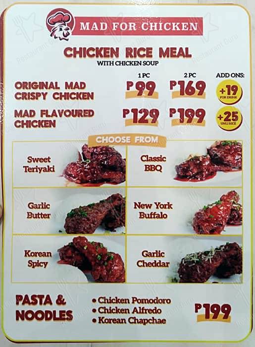 Menu at MAD FOR CHICKEN restaurant, Quezon City