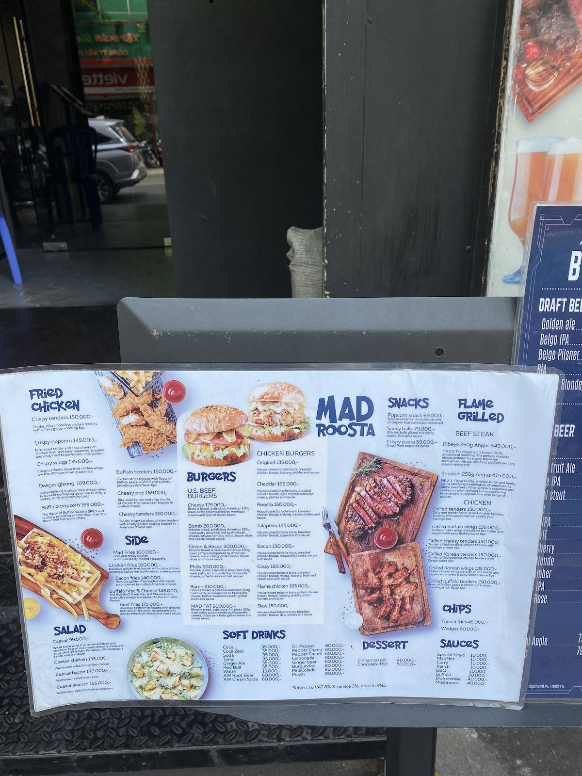 Menu at MAD ROOSTA Burgers & Grill restaurant, Ho Chi Minh City