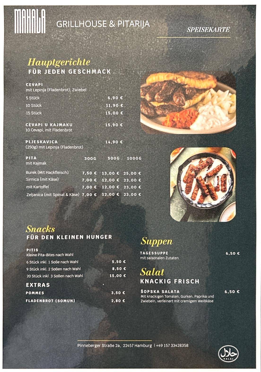 Speisekarte von MAHALA - Balkan Grillhouse & Pitarija restaurant, Hamburg