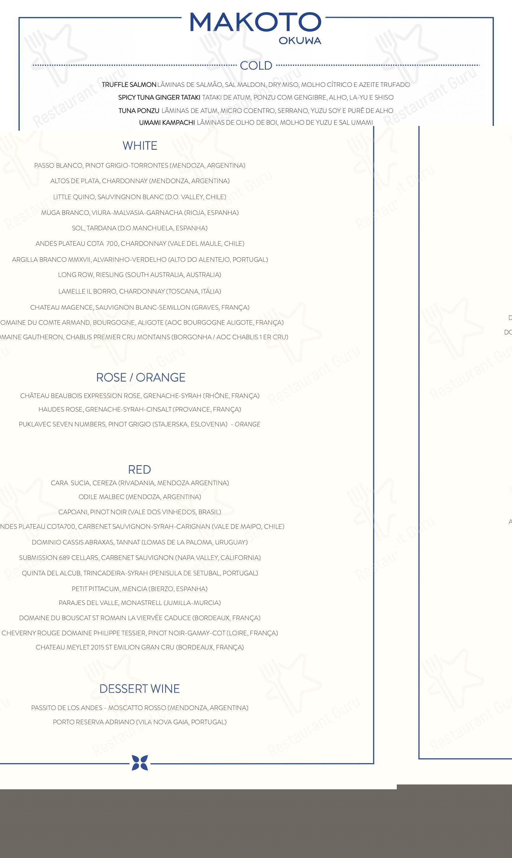 Menu em MAKOTO Cidade Jardim restaurante, São Paulo, Av. Magalhães de ...