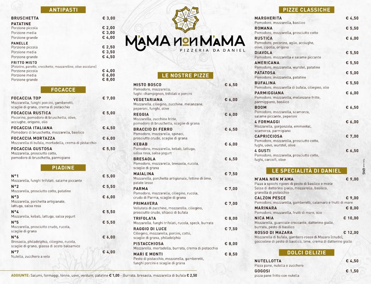 Menu da M'AMA NON M'AMA pizzeria da Daniel, Cammarata