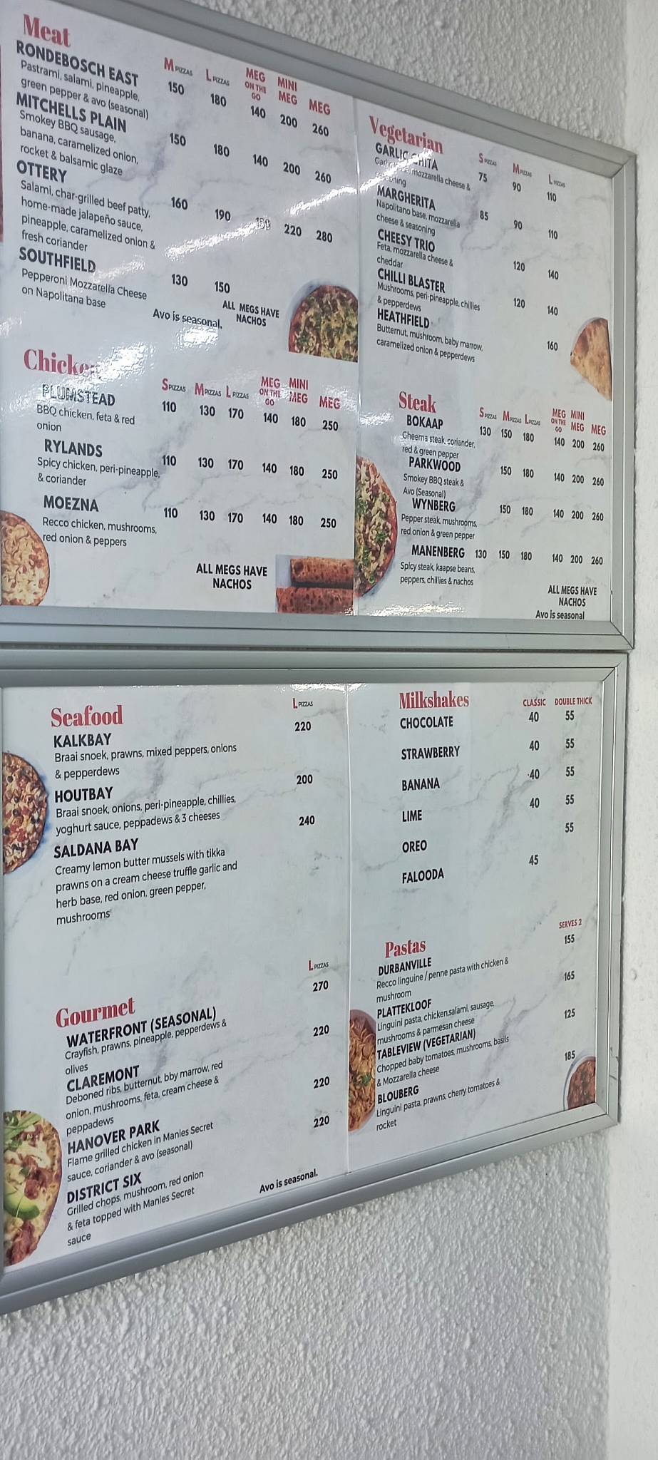 Menu at MANIES PIZZA pizzeria, Cape Town