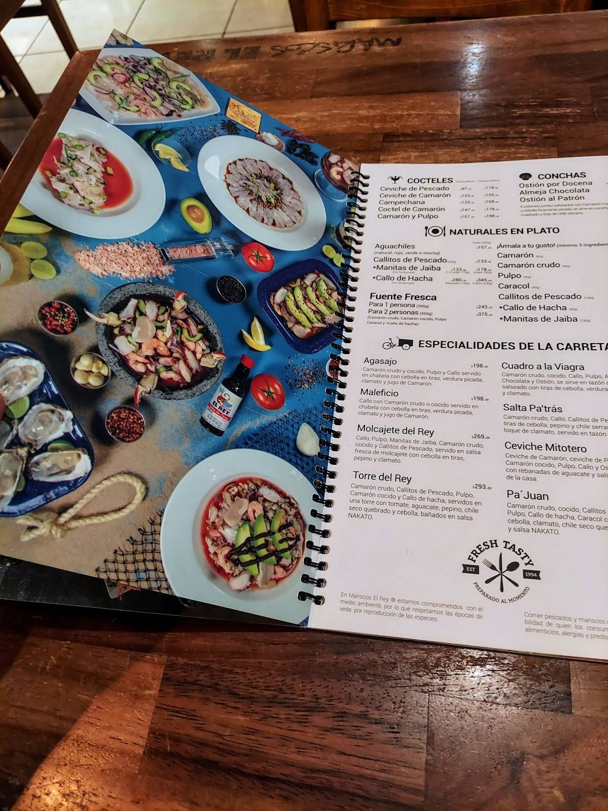 Carta del restaurante MARISCOS EL REY, Hermosillo, Reforma #277 e ...