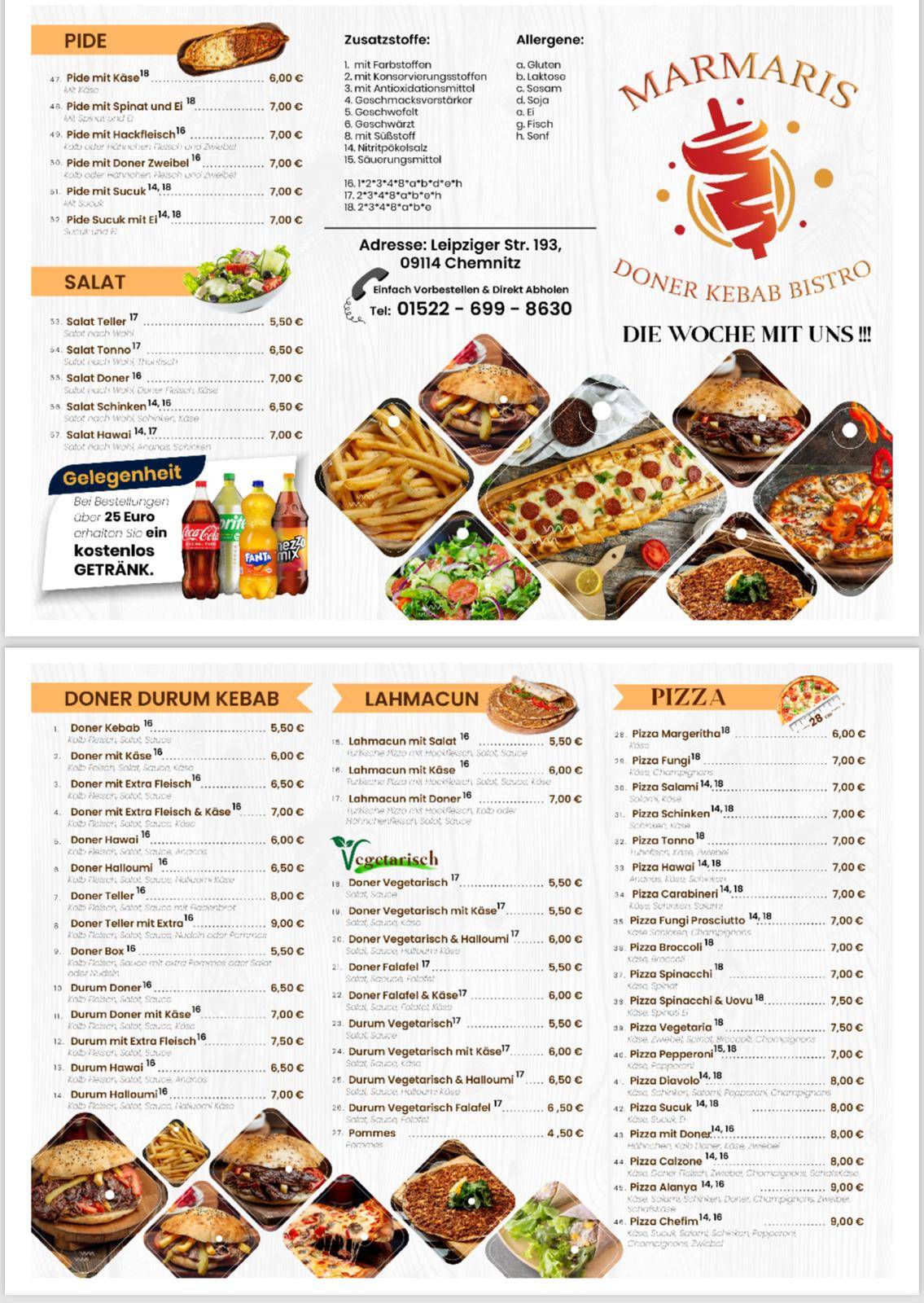 Menu au MARMARIS-ANTALYA Döner-Kebab-Haus restaurant, Chemnitz