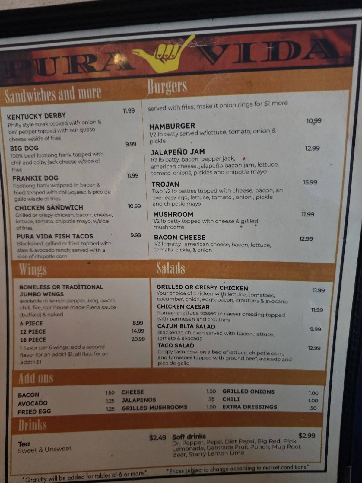 Menu at MG Grill restaurant, Beeville