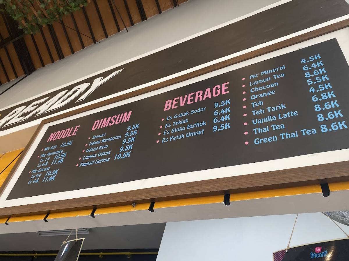 Menu at Mie Gacoan Kosambi restaurant, Karawang