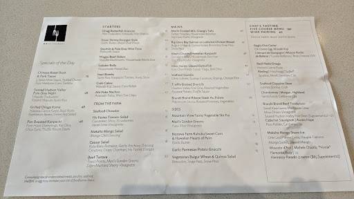 Menu at MW Restaurant, Honolulu