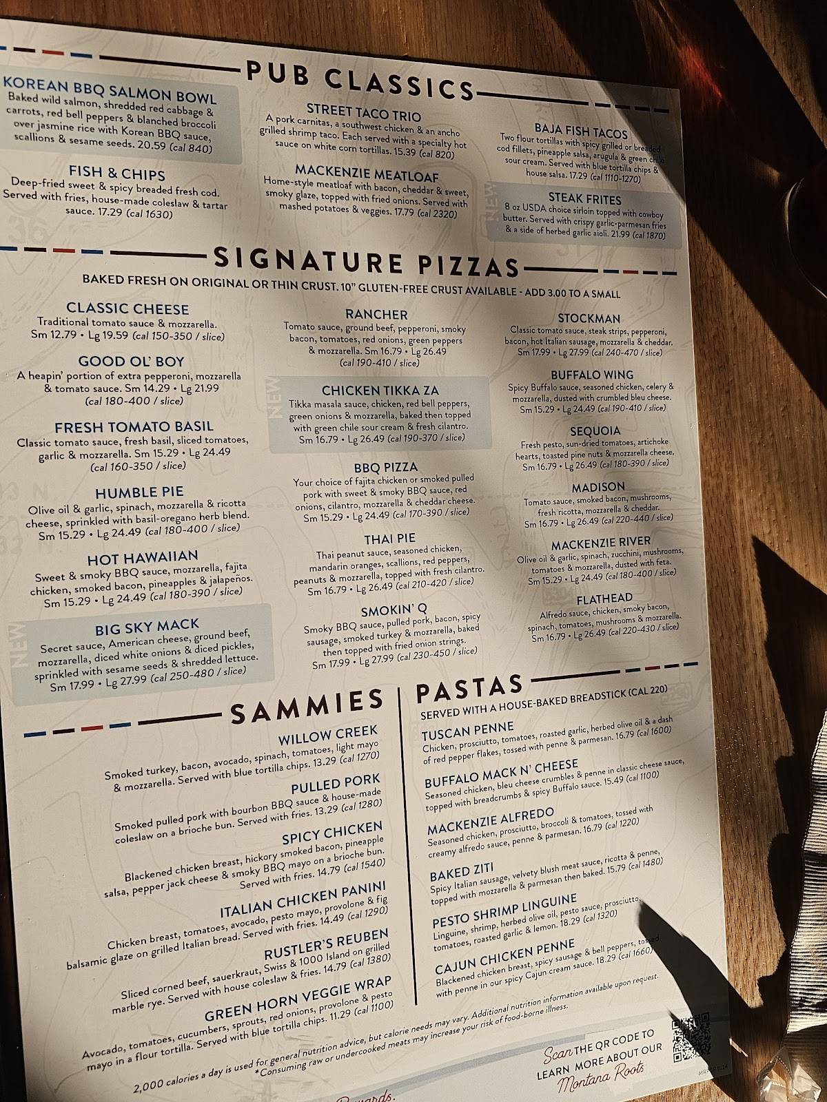 Menu at MacKenzie River Pizza, Grill & Pub, Rapid City