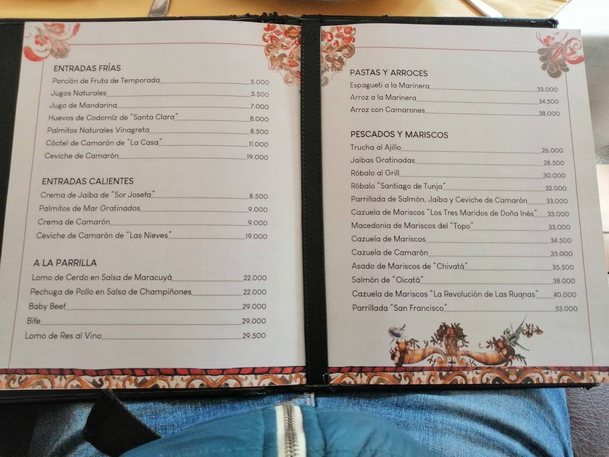 Carta de Macedonia Restaurante, Tunja