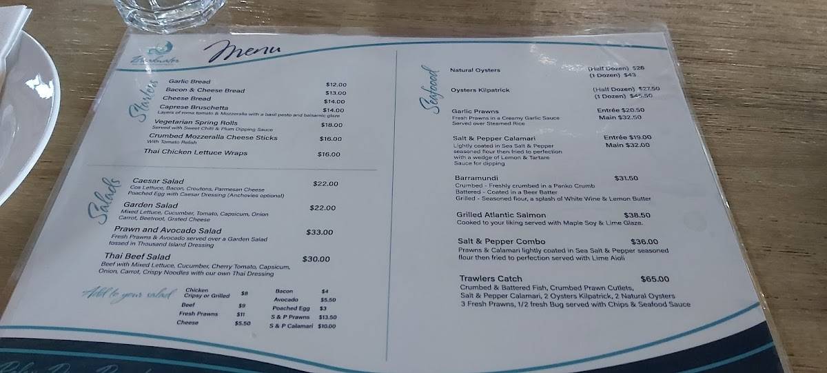 Menu at Breakwater Bar and Restaurant, Mackay Harbour