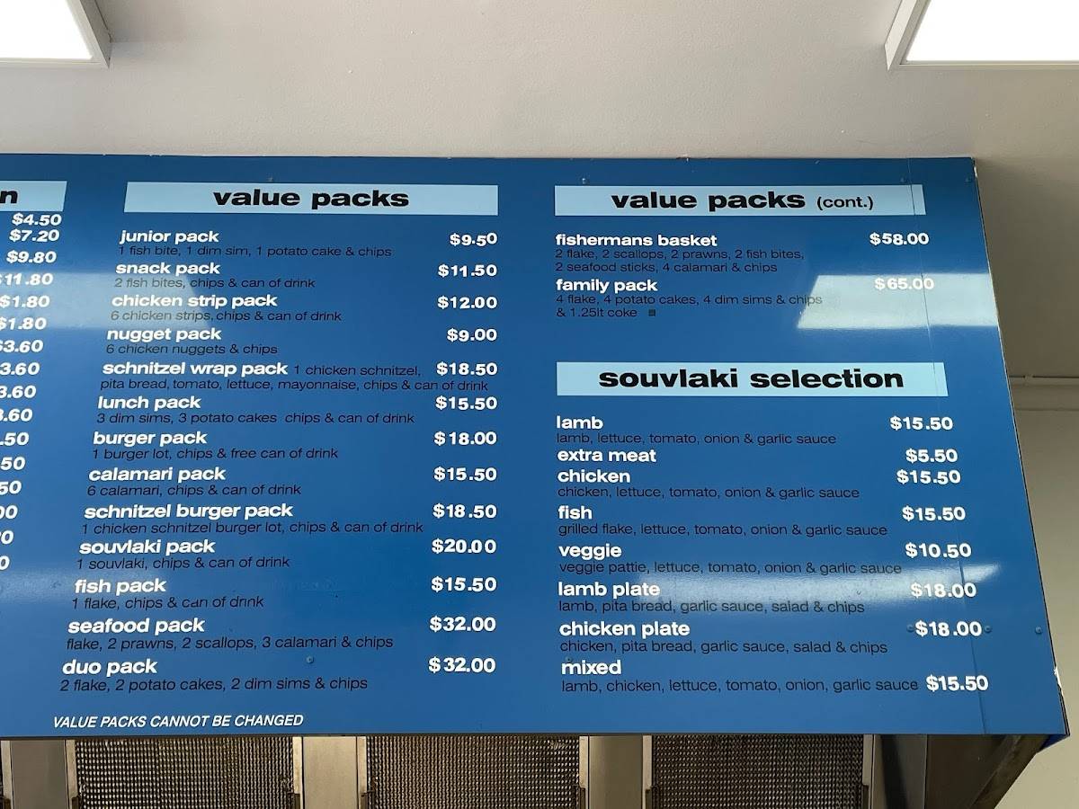 Menu at Macrina Fish Shop restaurant, Oakleigh East