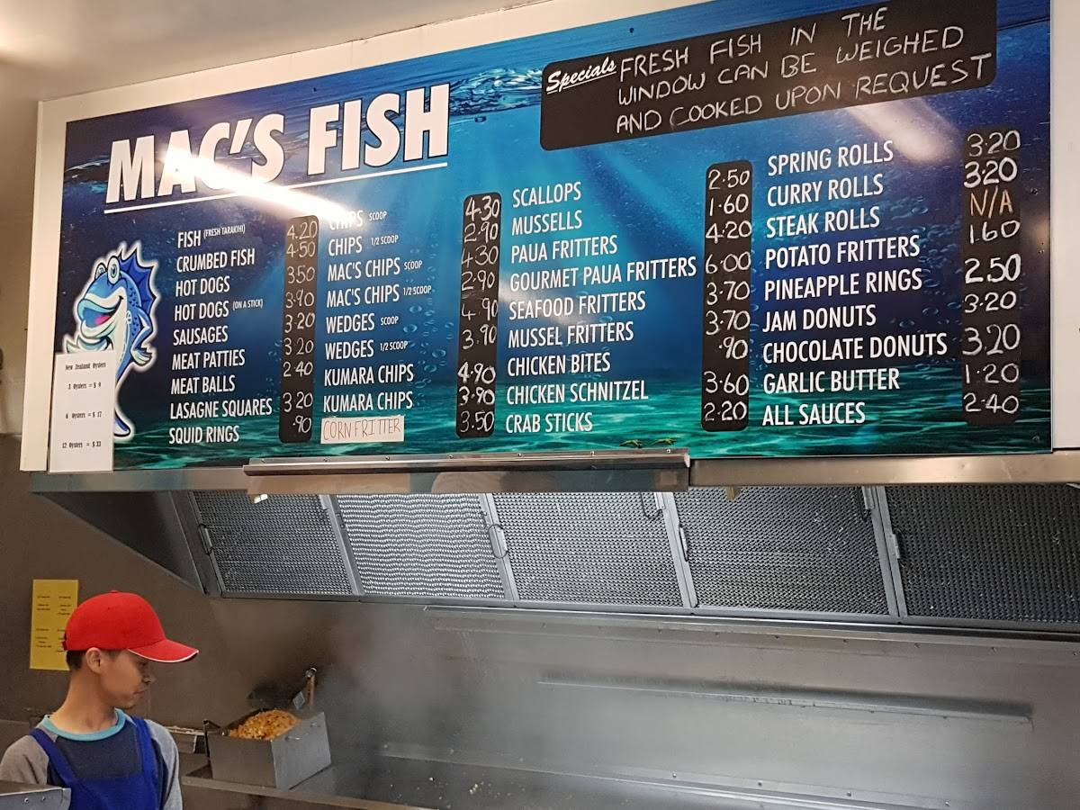 Menu at Mac's Fish Supply fast food, Hastings