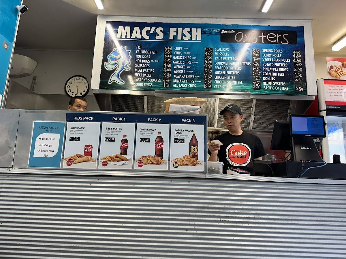 Menu at Mac's Fish Supply fast food, Hastings