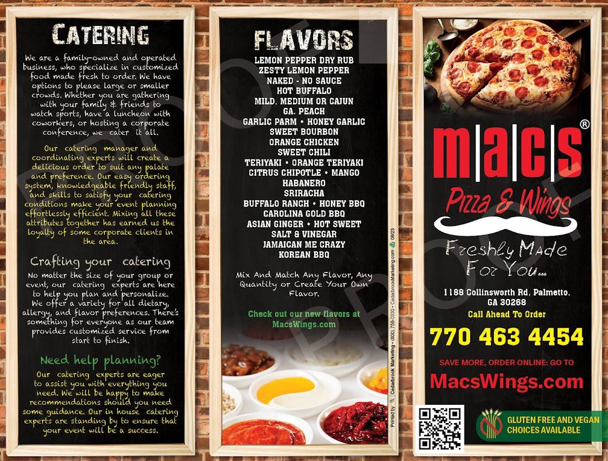Menu at Mac's Pizza & Wings pizzeria, Palmetto