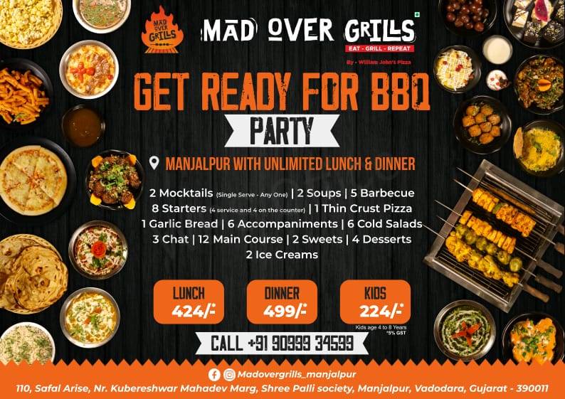 Menu at Mad Over Grills, Manjalpur, Vadodara