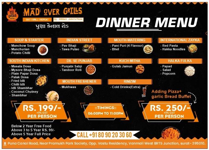 Menu at Mad Over Grills (Puna Canal Road) (Restaurant & Banquet), Surat