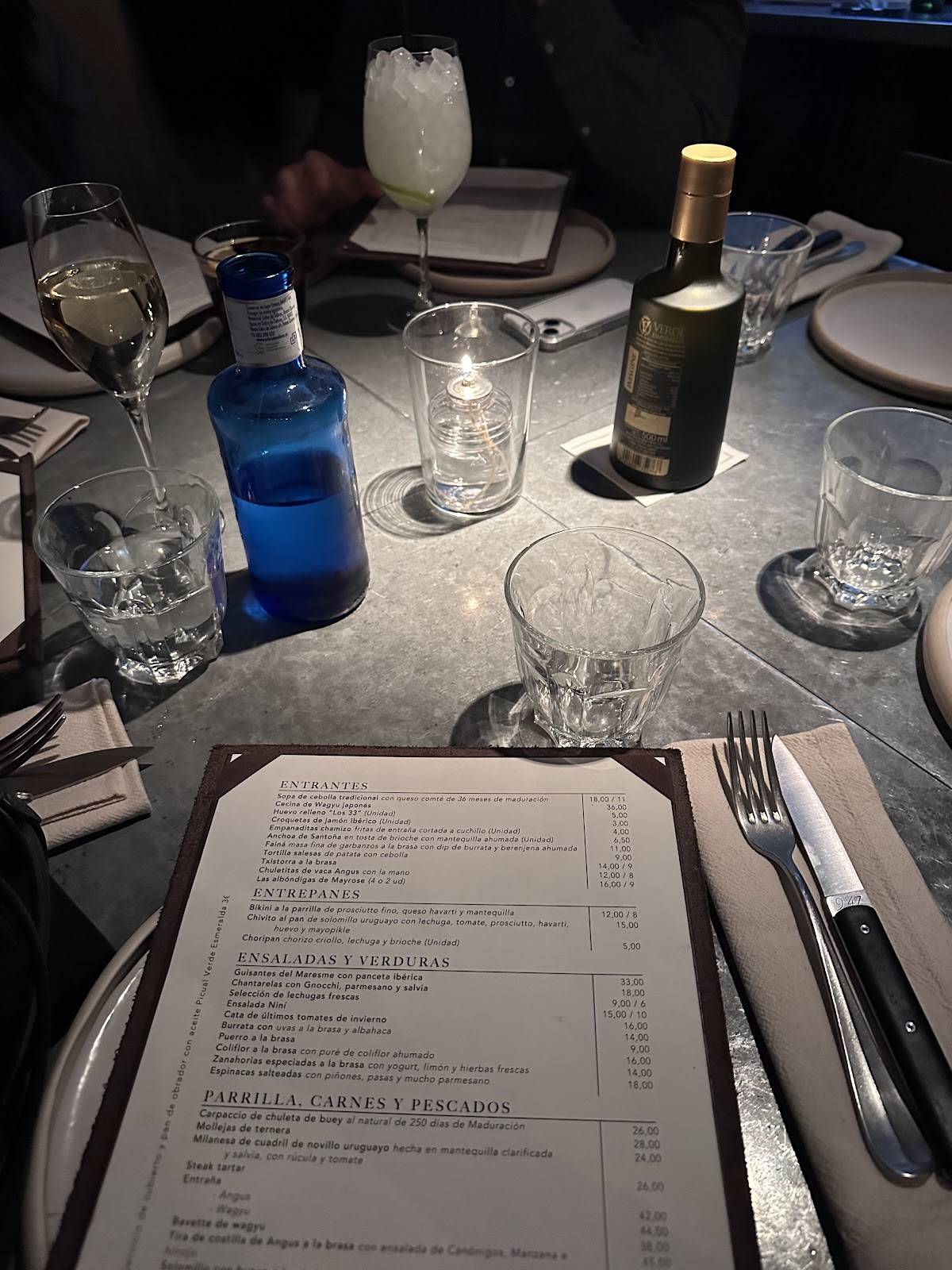 Carta de Los 33 Restaurante, Madrid