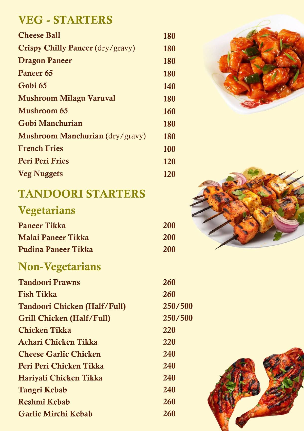 Menu at Madurai Drive Inn, Madurai