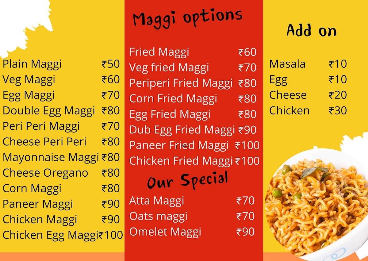 Menu at Maggi Hotspot Hi-tech city, Hyderabad