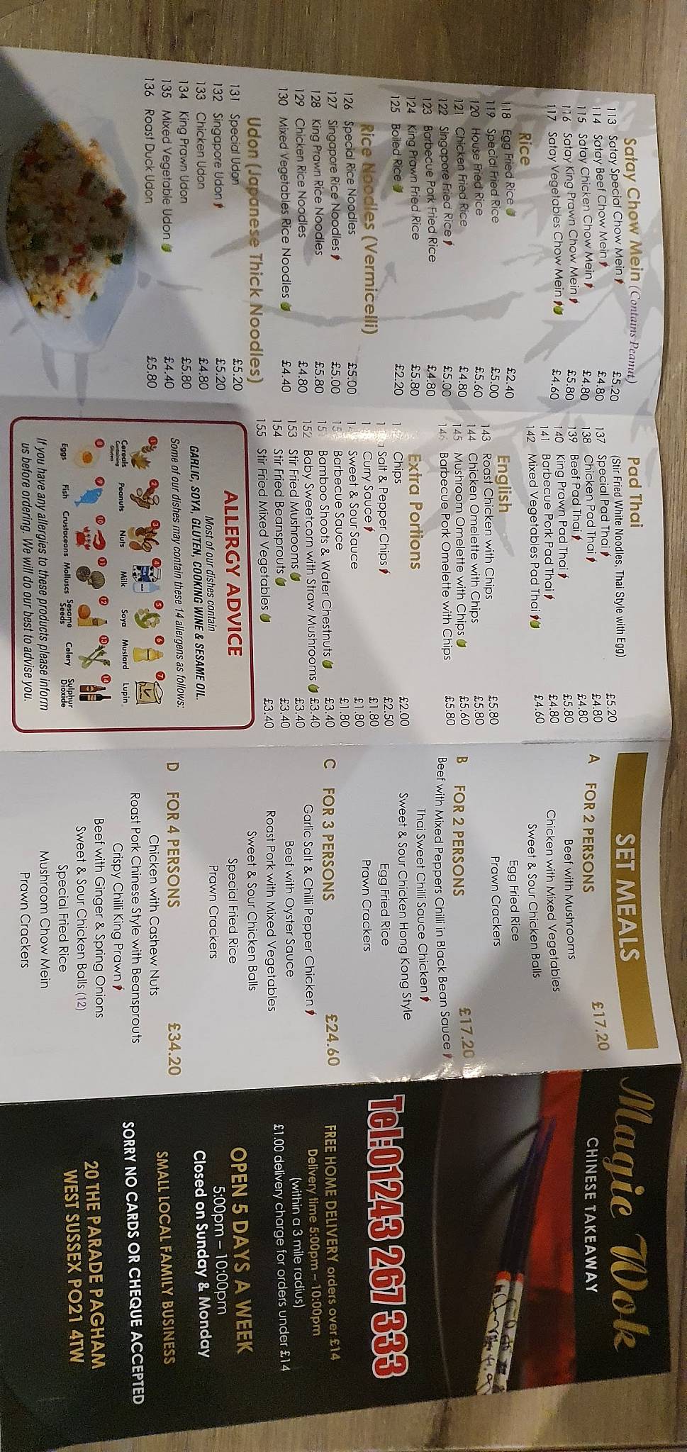 Menu at Magic Wok fast food, Bognor Regis